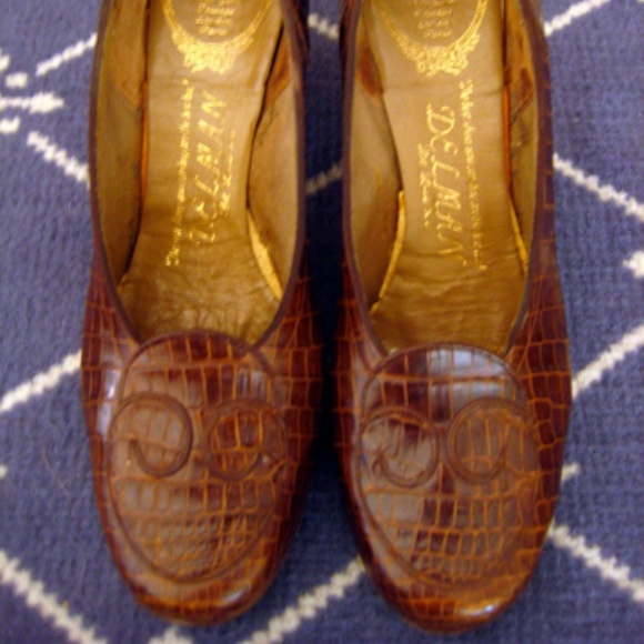 Delman | Shoes | Vintage Delman Crocodileprint Leather Heels Us6 | Poshmark
